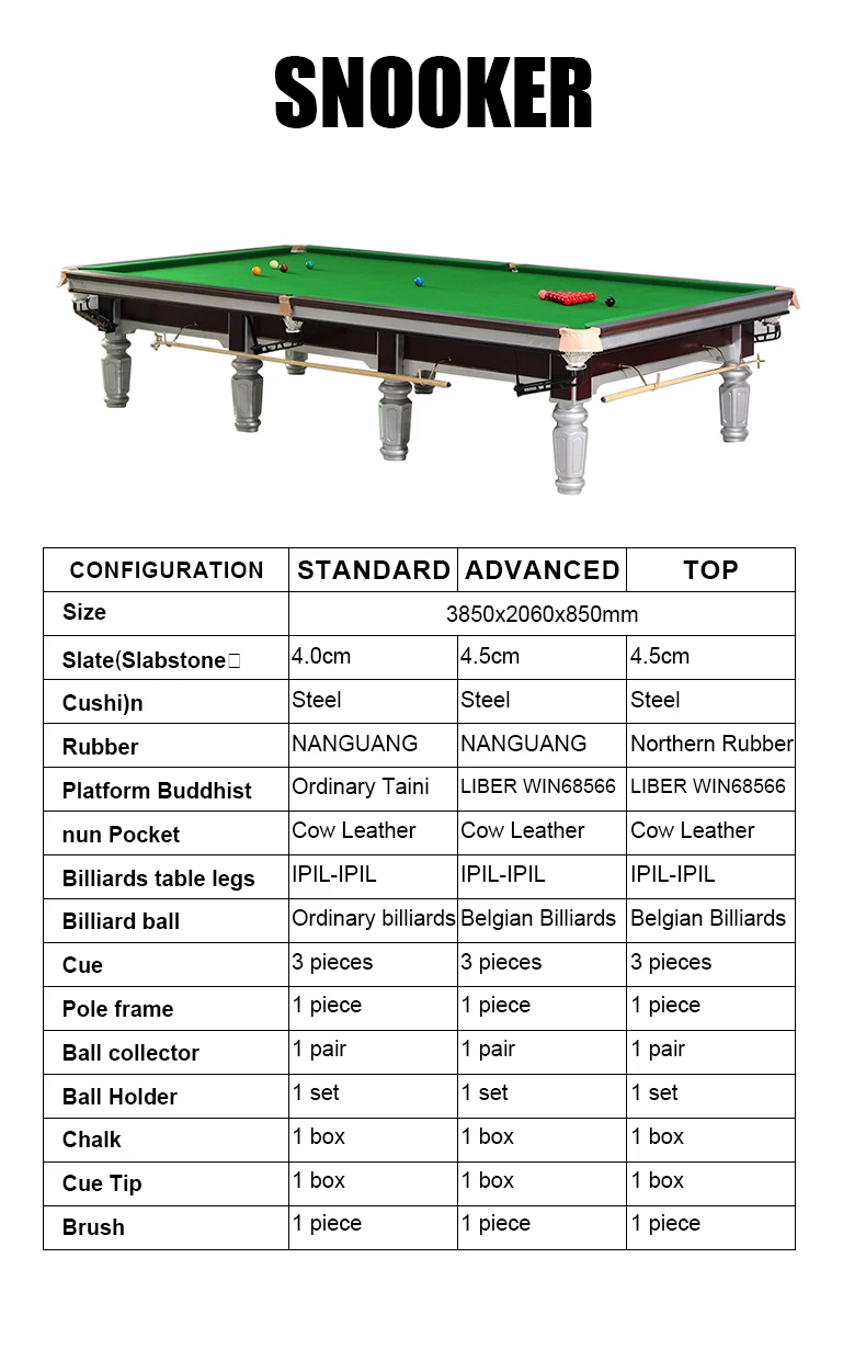 4.5cm Thickness English Pool Table Set Snooker Table Premium ...