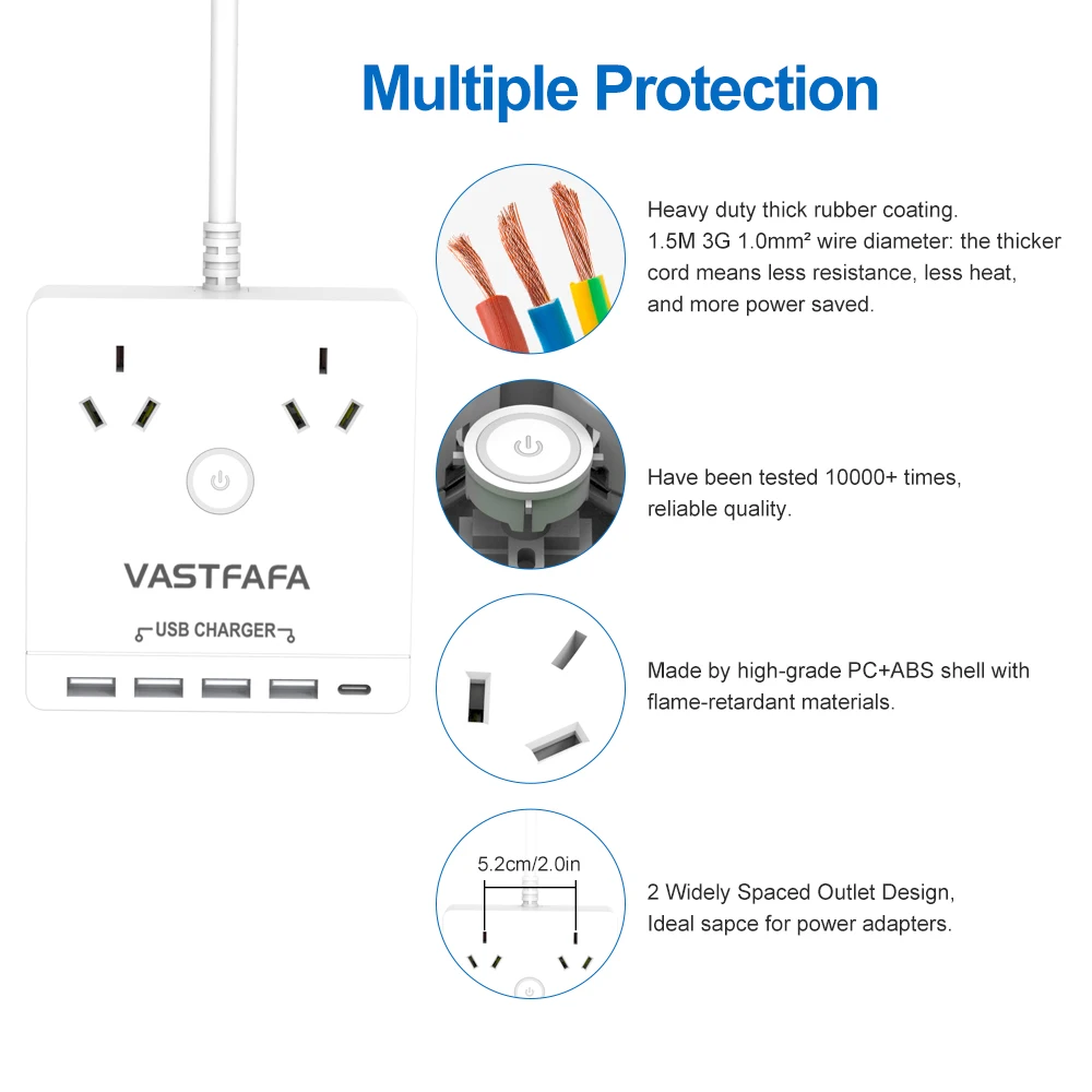 Vastfafa Professional Usb Current Connector Au Smart Socket Plug With ...