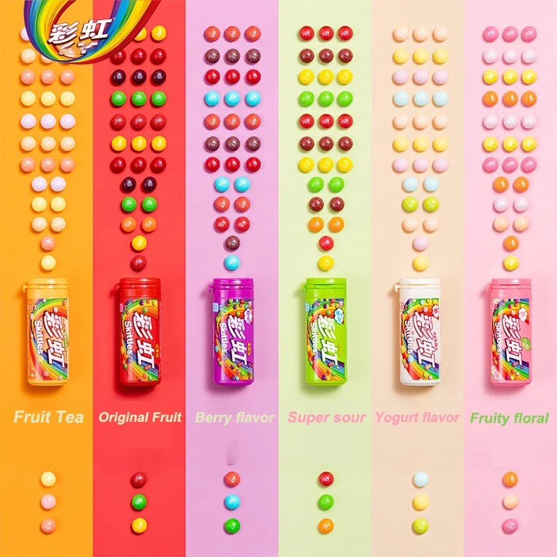 Skittle Sour Gummy Sweet Chewy Rainbow Jelly Beans Candy