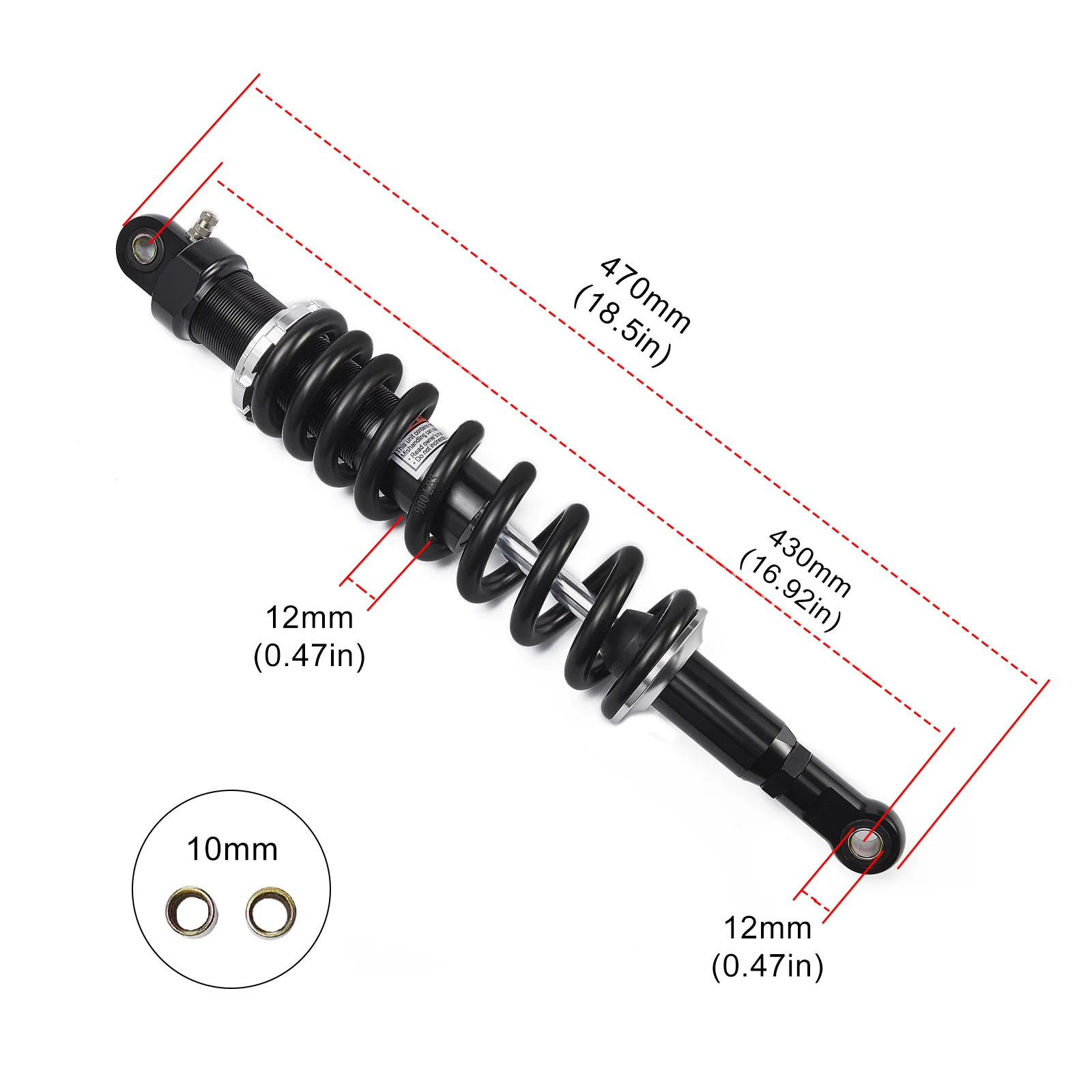 Spring 12mm Motorcycle Air Shock Absorber Rear Suspension 420mm 430mm ...