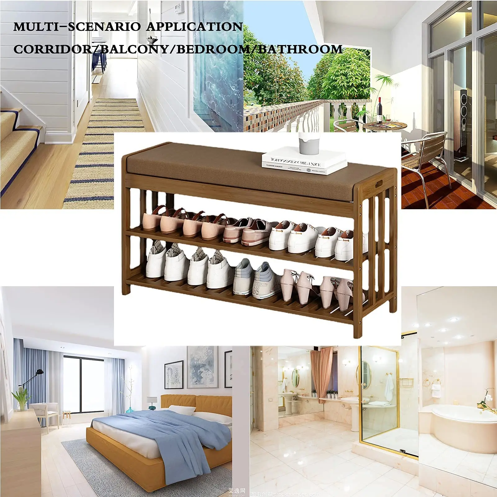 2 Tier Wooden Shoe Rack Cabinet Bench for Storage & Style