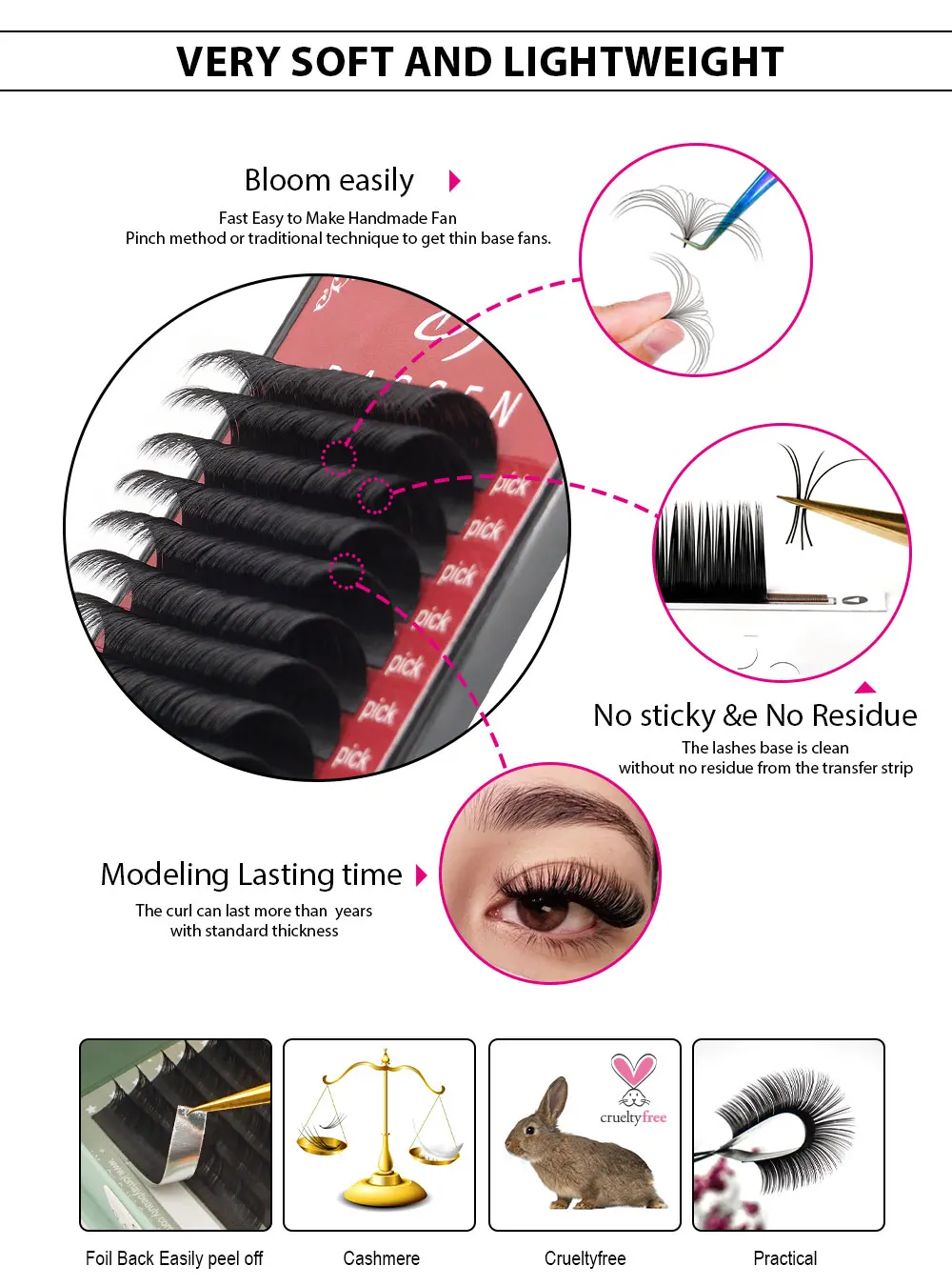 Custom Label Lash Extension Box Easy Fan Lashes Hand Made Dark Matte Volume Cashmere Lash ...