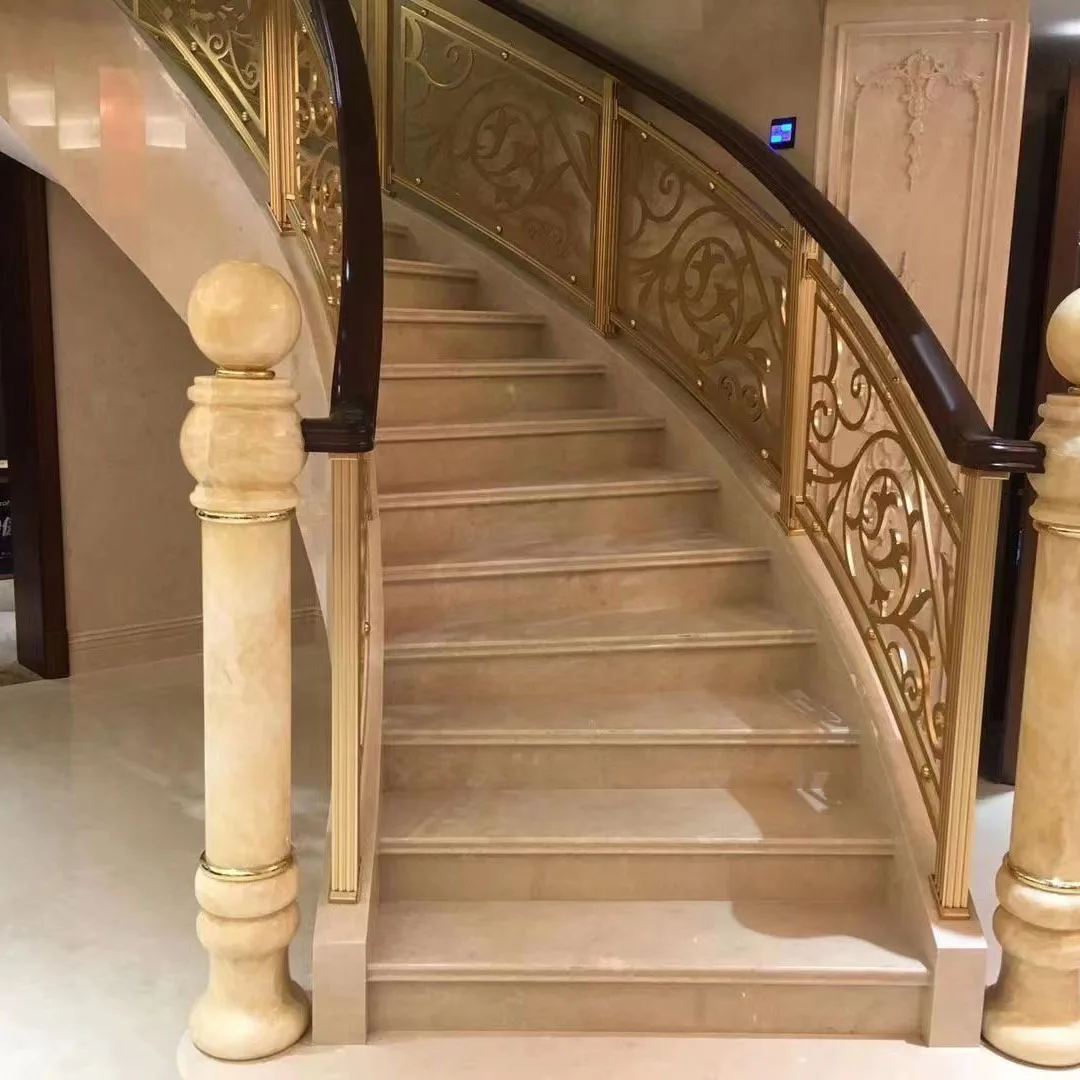 High End Carved Staircase Handrail - European Luxury Villa