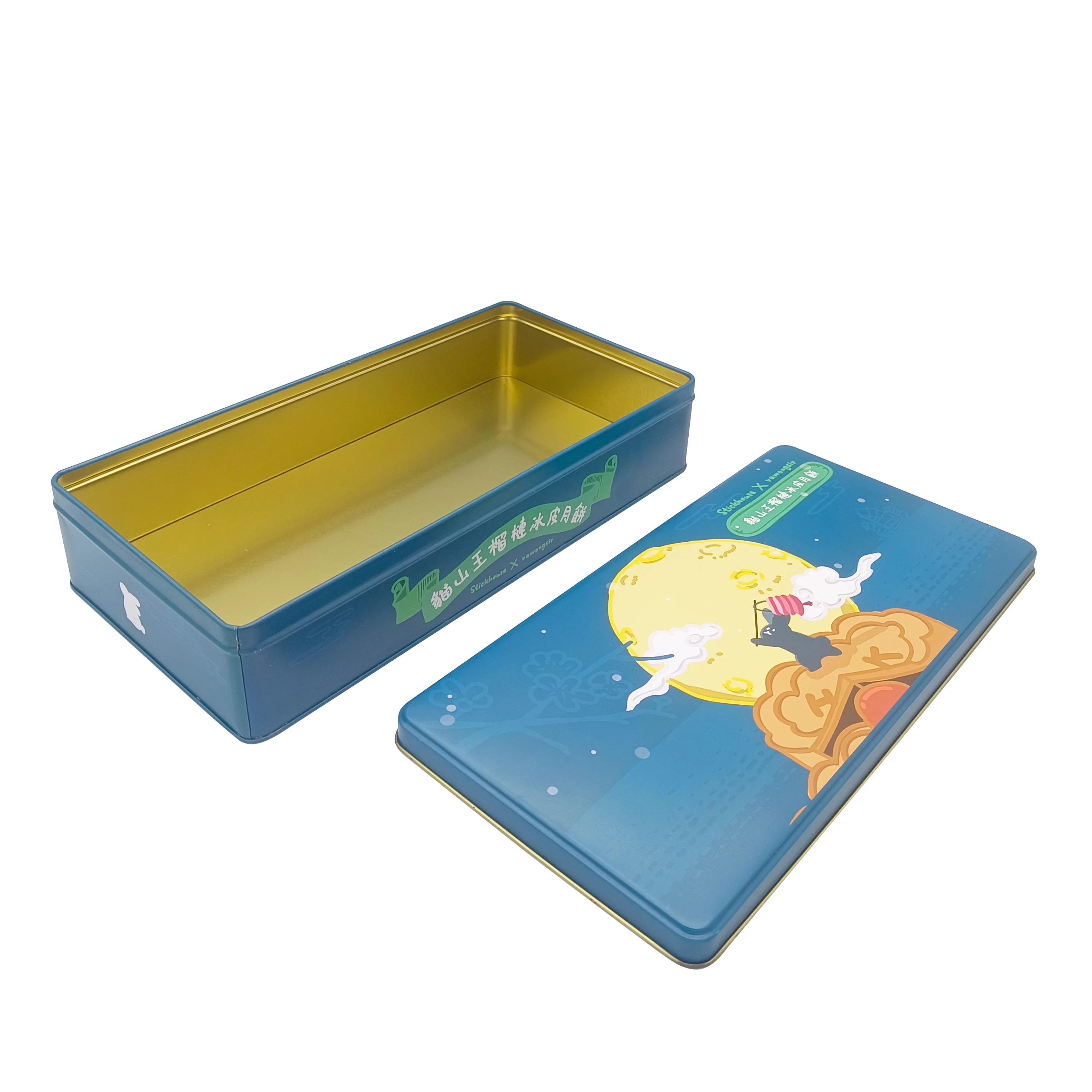 Oem Manufacturer Tin Cans Rectangle Mooncake Custom Printing Metal Box ...