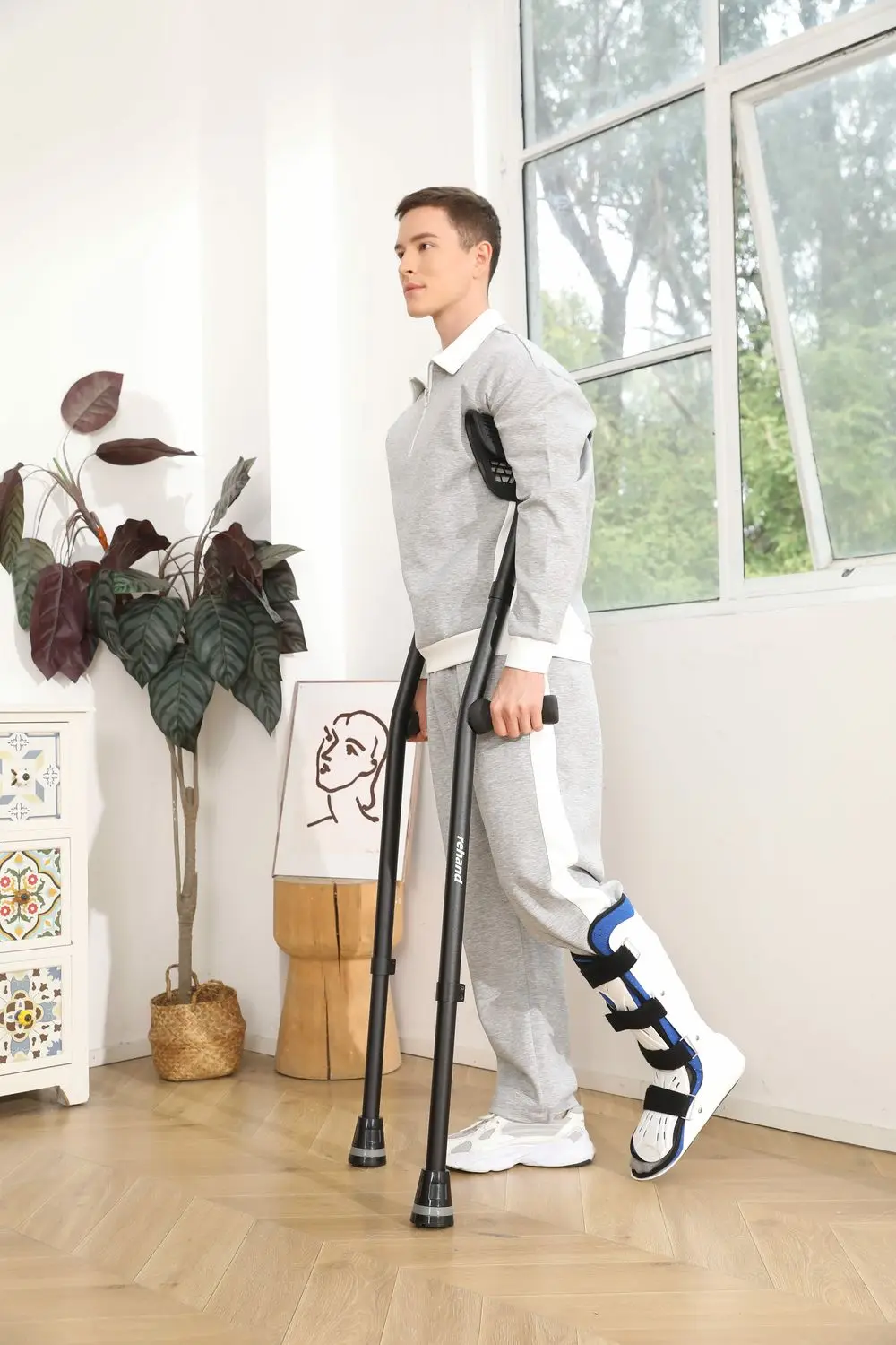 Rehand Medical Axillary Crutches Adjustable Cane Walking Aluminum ...