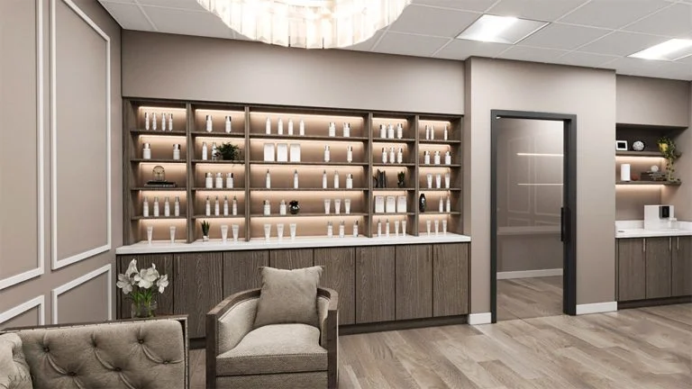 Luxury Spa Display Case - Beauty Store Design Medical Spa Shelving
