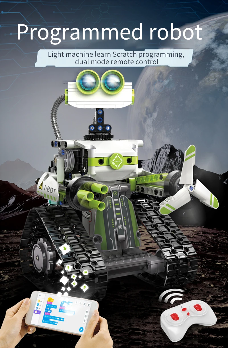 New 2023 Stem Education Building Blocks Set Remote App Controlled Robot ...