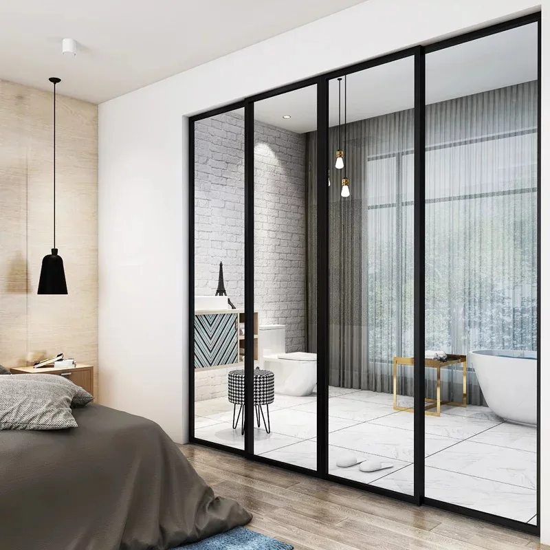 Hanging Rail Sliding Doors Titanium Alloy Trackless Sliding Doors for ...
