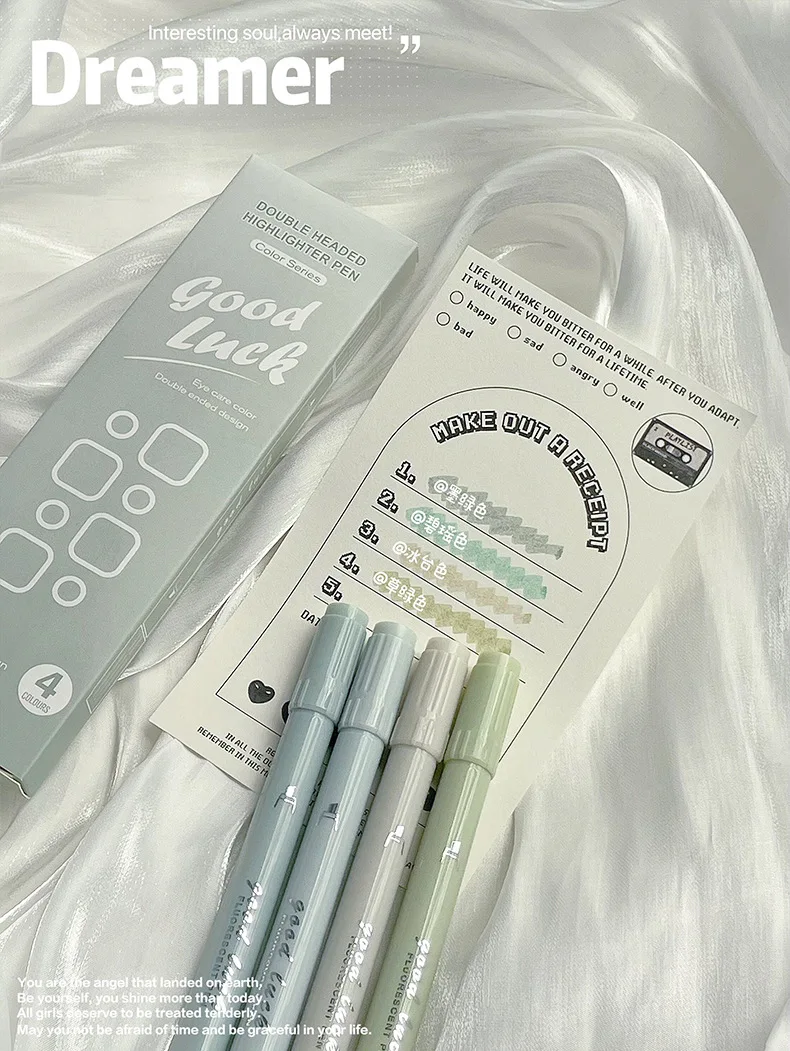 Cute Gradient Double Tips Block Highlighters - 12 Colors