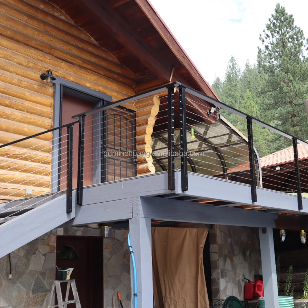 Center Stringer Straight Stairs With Cable Railing and IPE Treads Mono ...