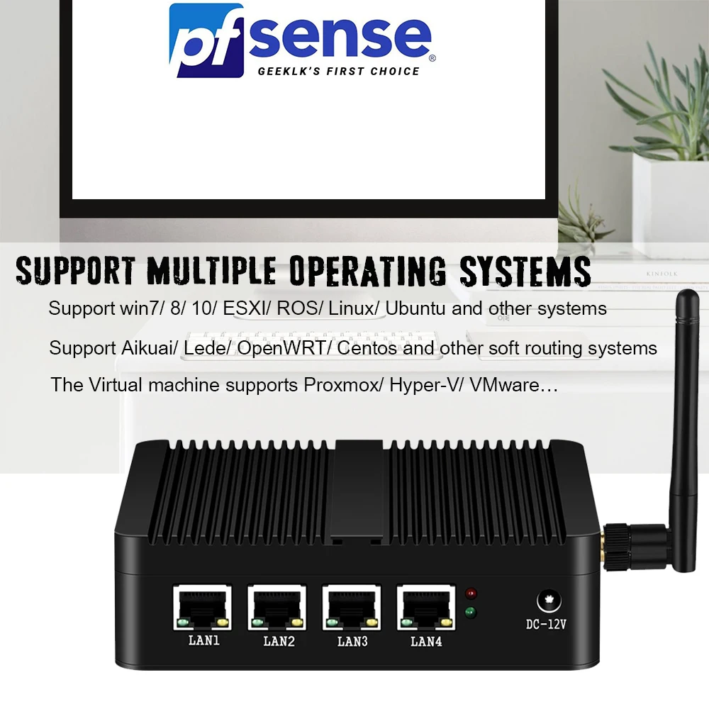 HLY Firewall Router Mini Pc Pfsense Ubuntu Quad Core J4125