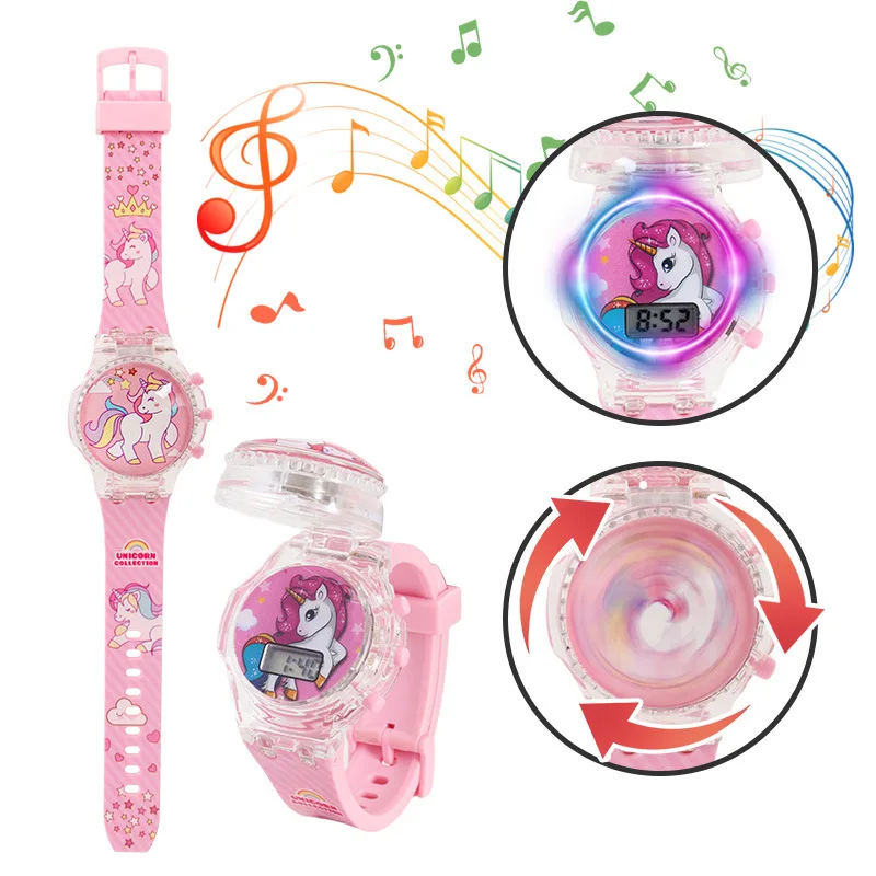 Christmas Gifts Rotating Top Lights up Music Glowing Children Watch ...