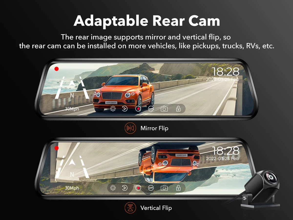 Wolfbox G930 4k Front And Back Rear View Mirror Gps Car Truck Camera ...