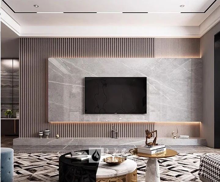 2024 Luxury Tv Stand Modern Grille Stone Grain Background Customize Tv ...