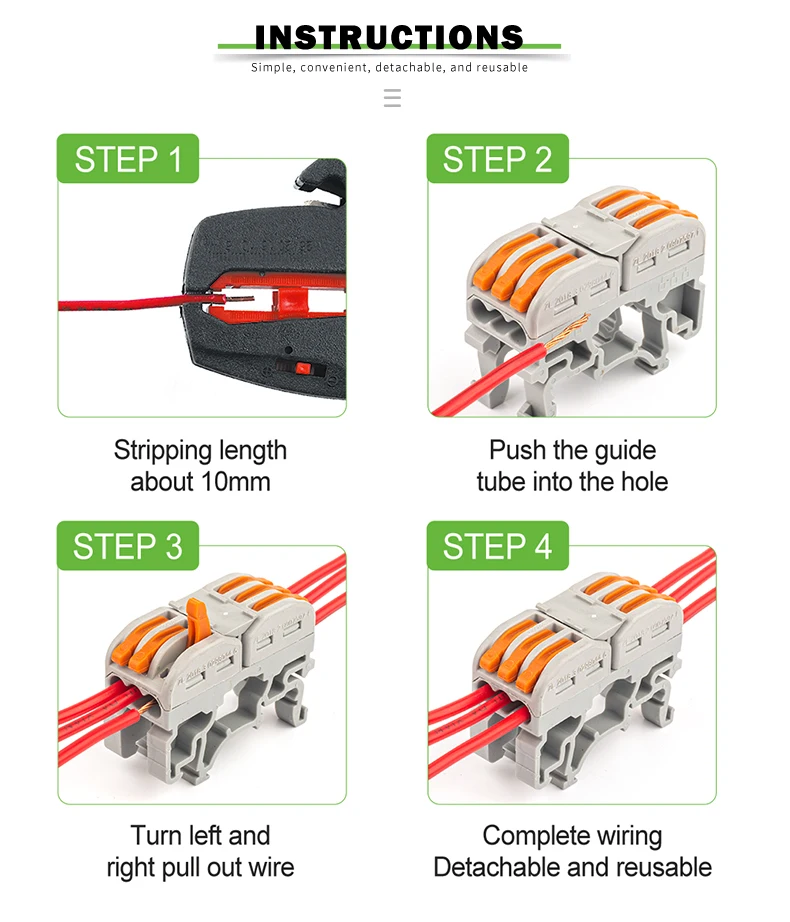 Din 레일 고속 와이어 케이블 커넥터 3/5 핀 범용 소형 도체 스프링 접합 배선 커넥터 푸쉬 인 터미널 블록 - Buy Din 레일 고속 와이어 케이블 커넥터,3 ...