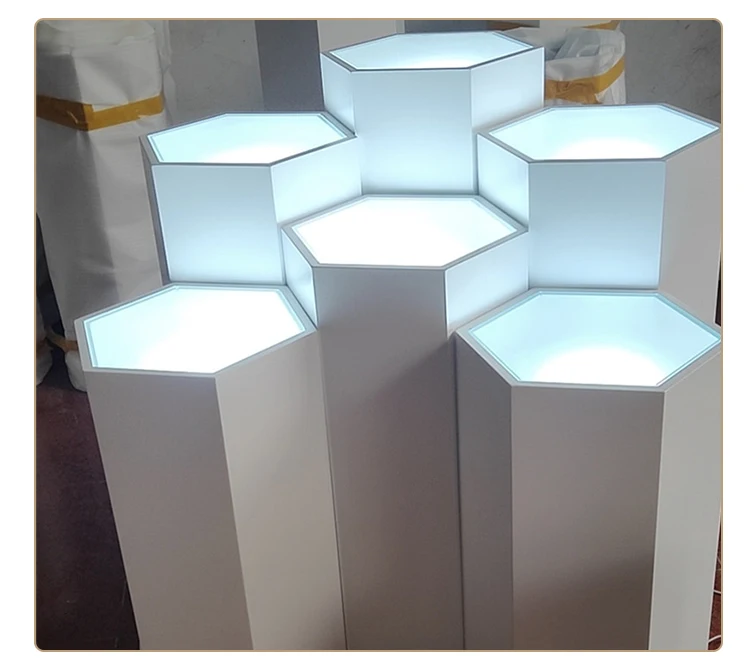Custom White Lighted Pedestal Stands for Exhibitions