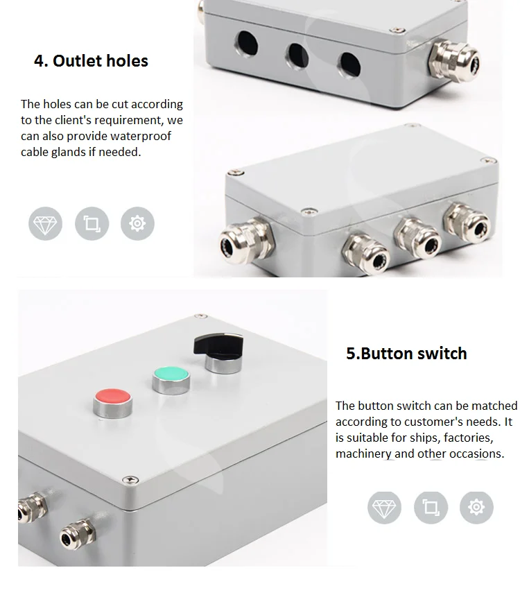 Die Cast Aluminum Enclosure Junction Box Waterproof Ip66 Outdoor ...