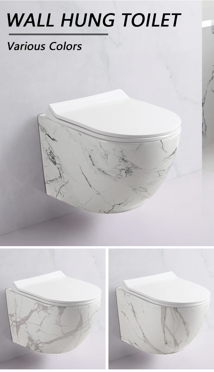 Custom Marble Wall Hung Gravity Flushing Toilet Bowl