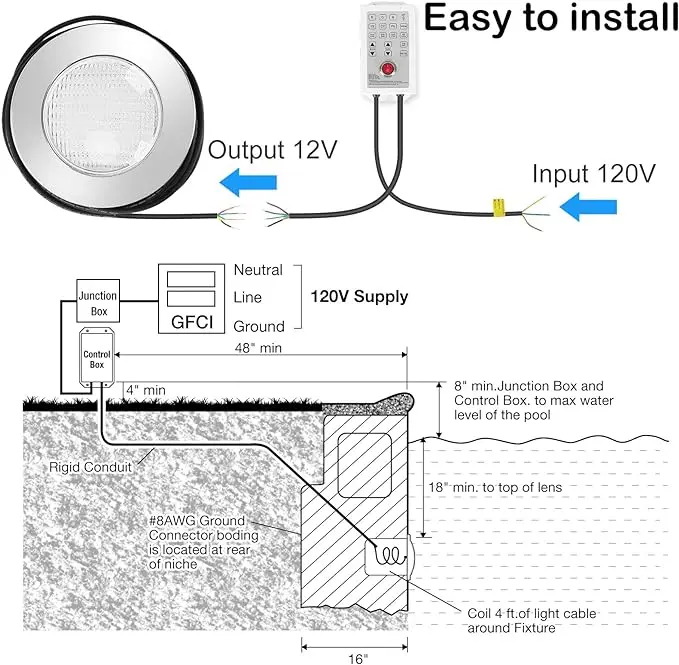 Color Changing Led Pool Light With Controller Underwater Swimming Pool ...