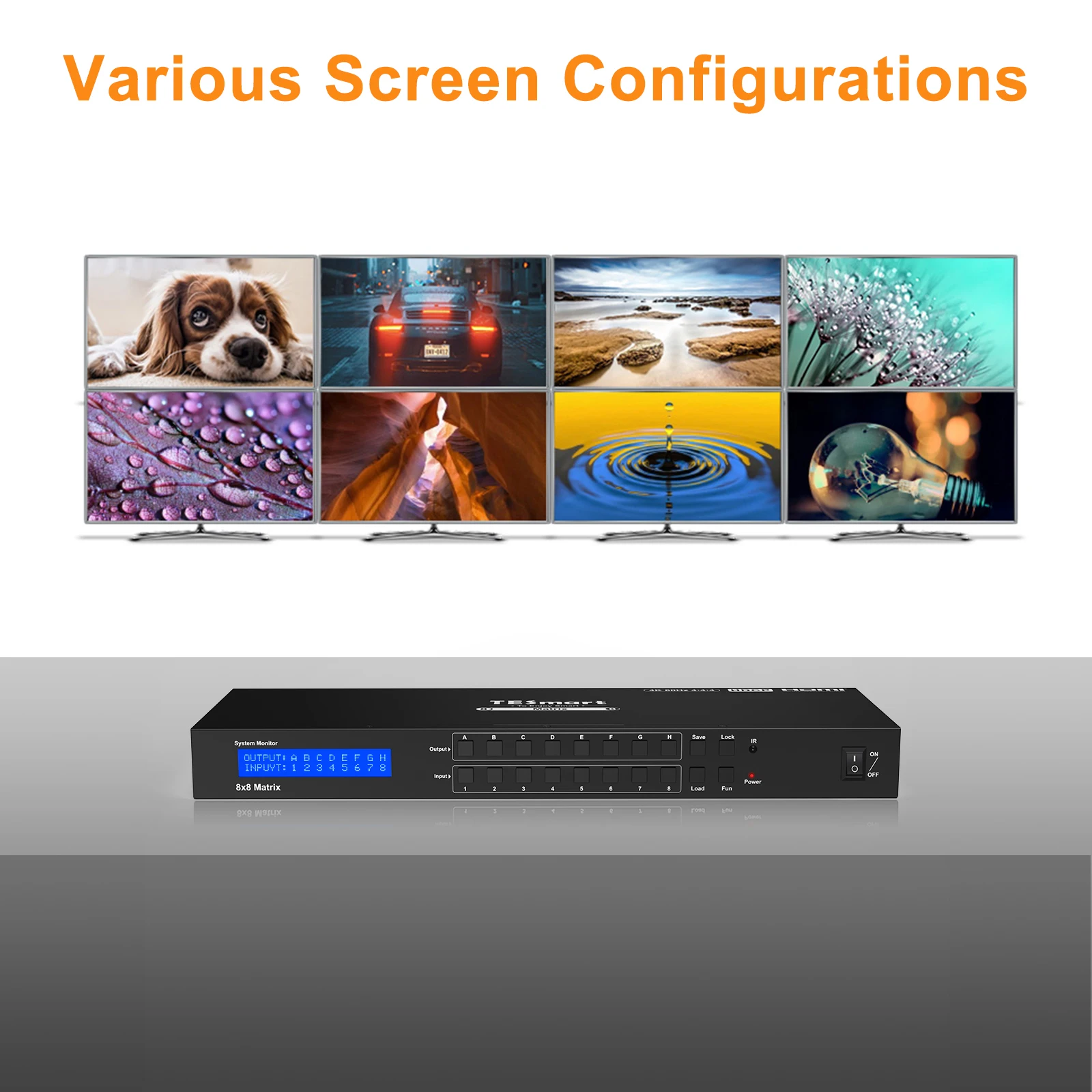 Tesmart Hdmi Matrix 8x8 4k60hz Support Rs232/lan Ir Receiver Front ...