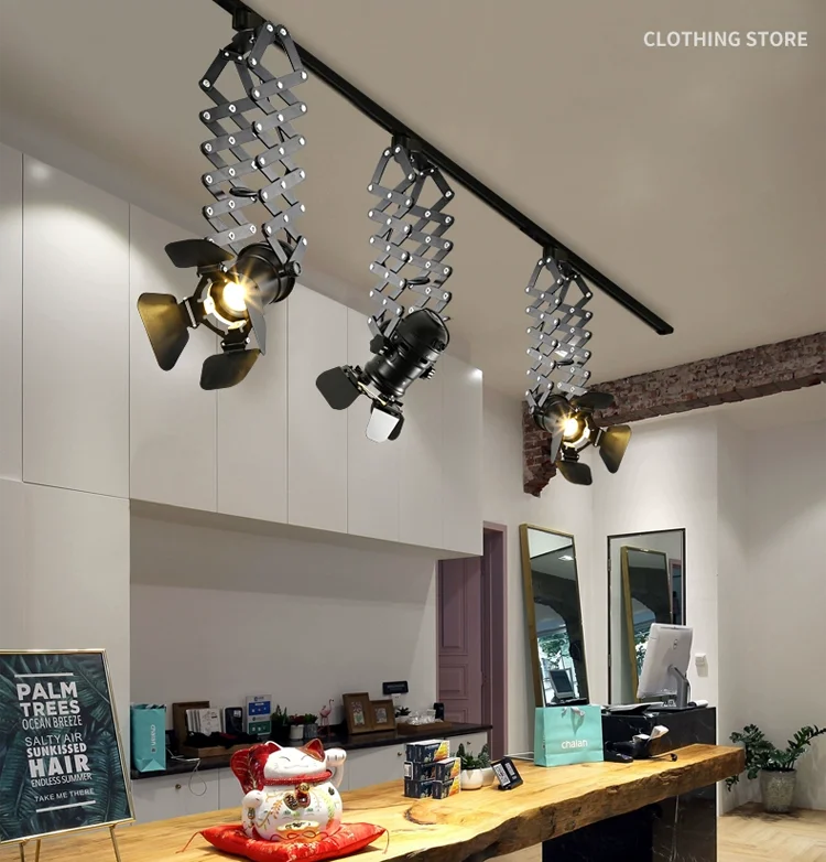 Modern Minimalist LED Track Light - Black Retractable Rail
