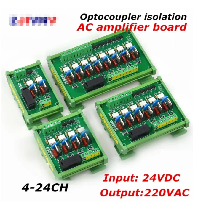 4-24 Channels Optocoupler Isolated IO PLC AC Amplifier Board
