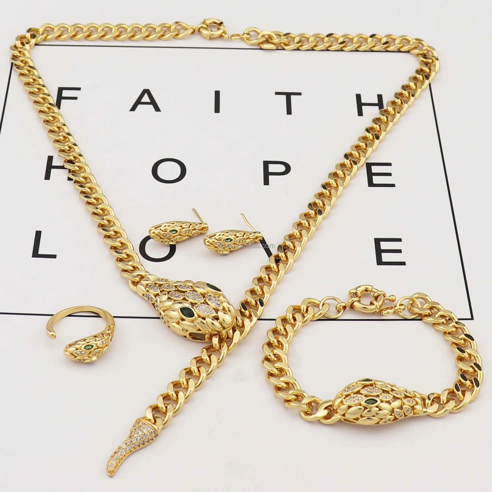 Luxury 4pcs Jewelry Set - 18k Gold Plated Snake Design