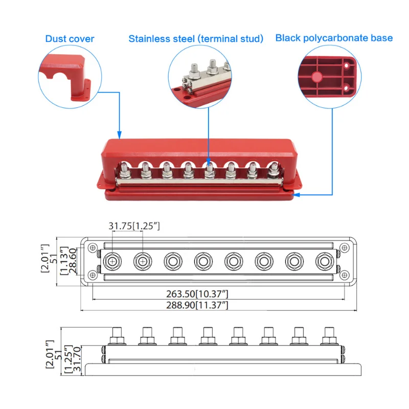 Bus Bar 24V 48V Power Distribution Block 600 a Terminal Block Bus Bar ...