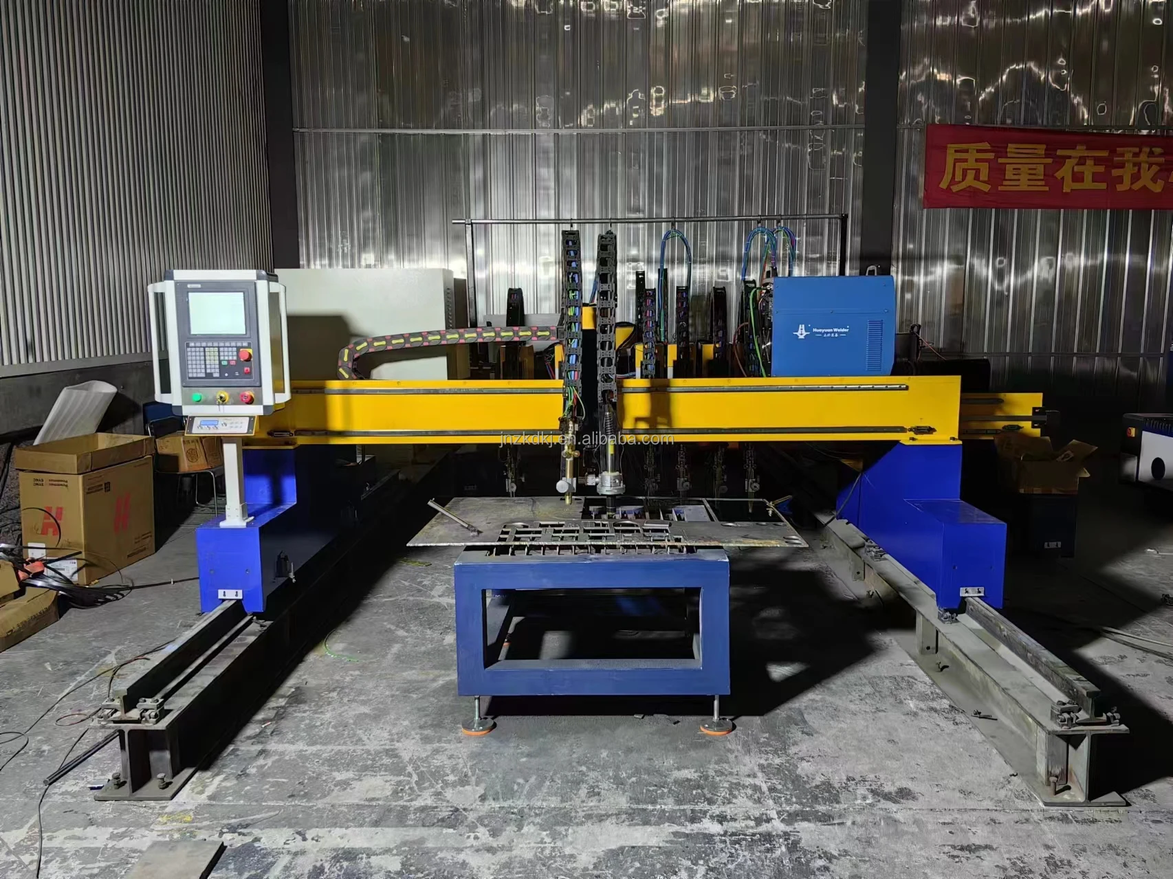 Ground Rails Type Cnc Plasma Cutting Machine with Flame Cutting Torch ...