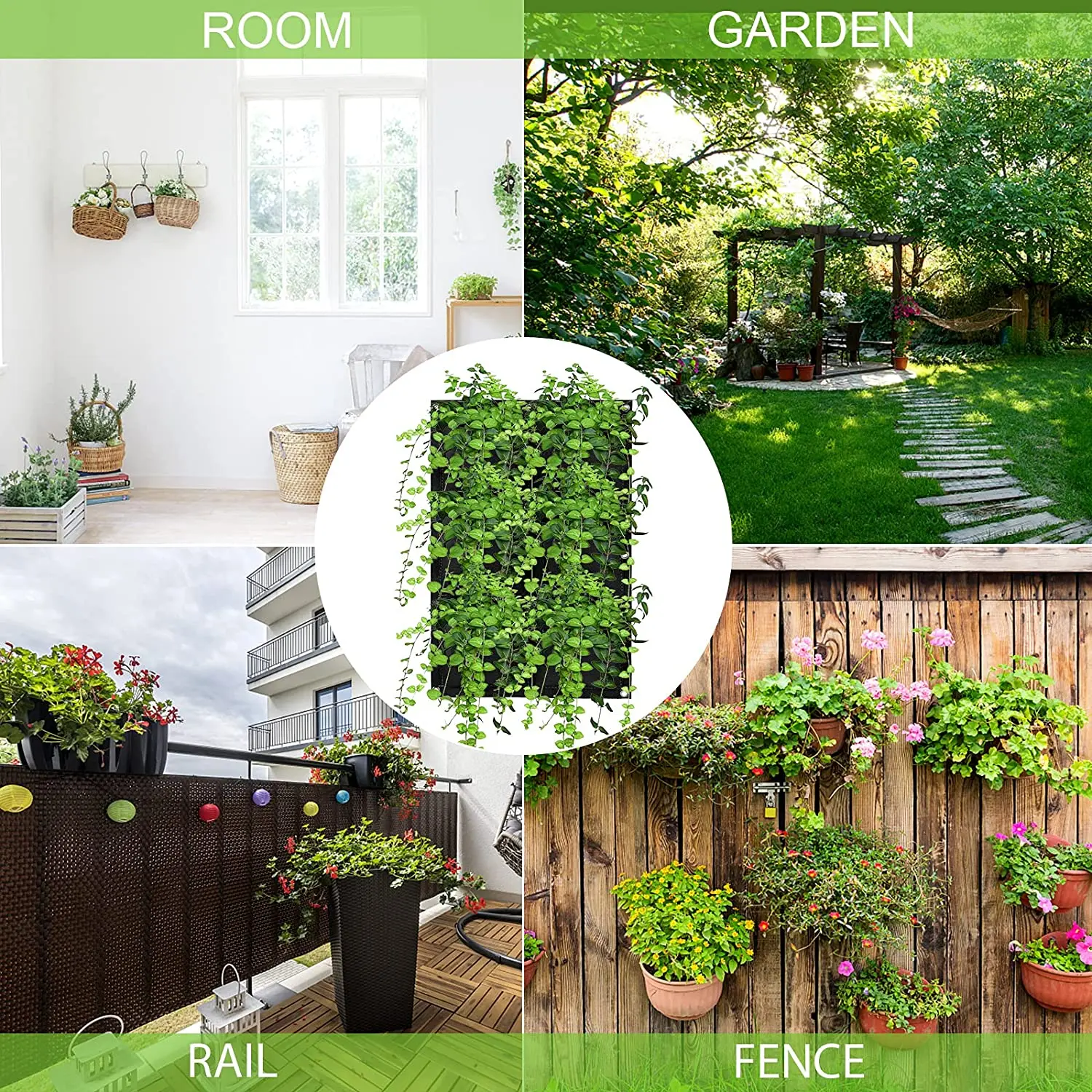 Hanging Vertical Wall Planter Wall Mounted Grow Multi Tiered Green Felt ...