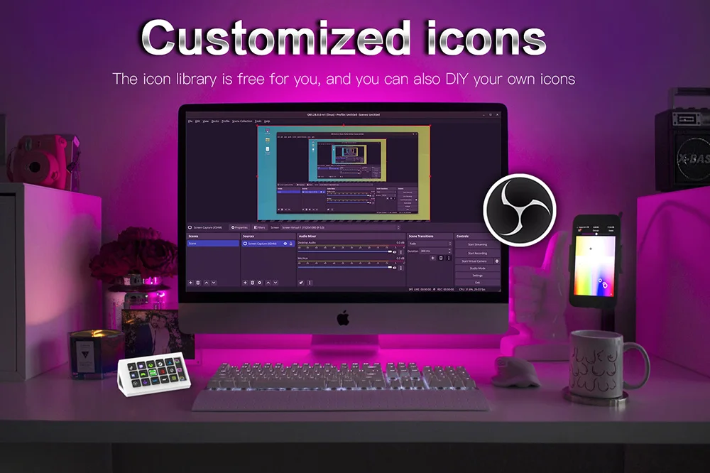 Honcam Stream Deck Dock 18 Macro Keys Studio Controller Trigger Actions ...