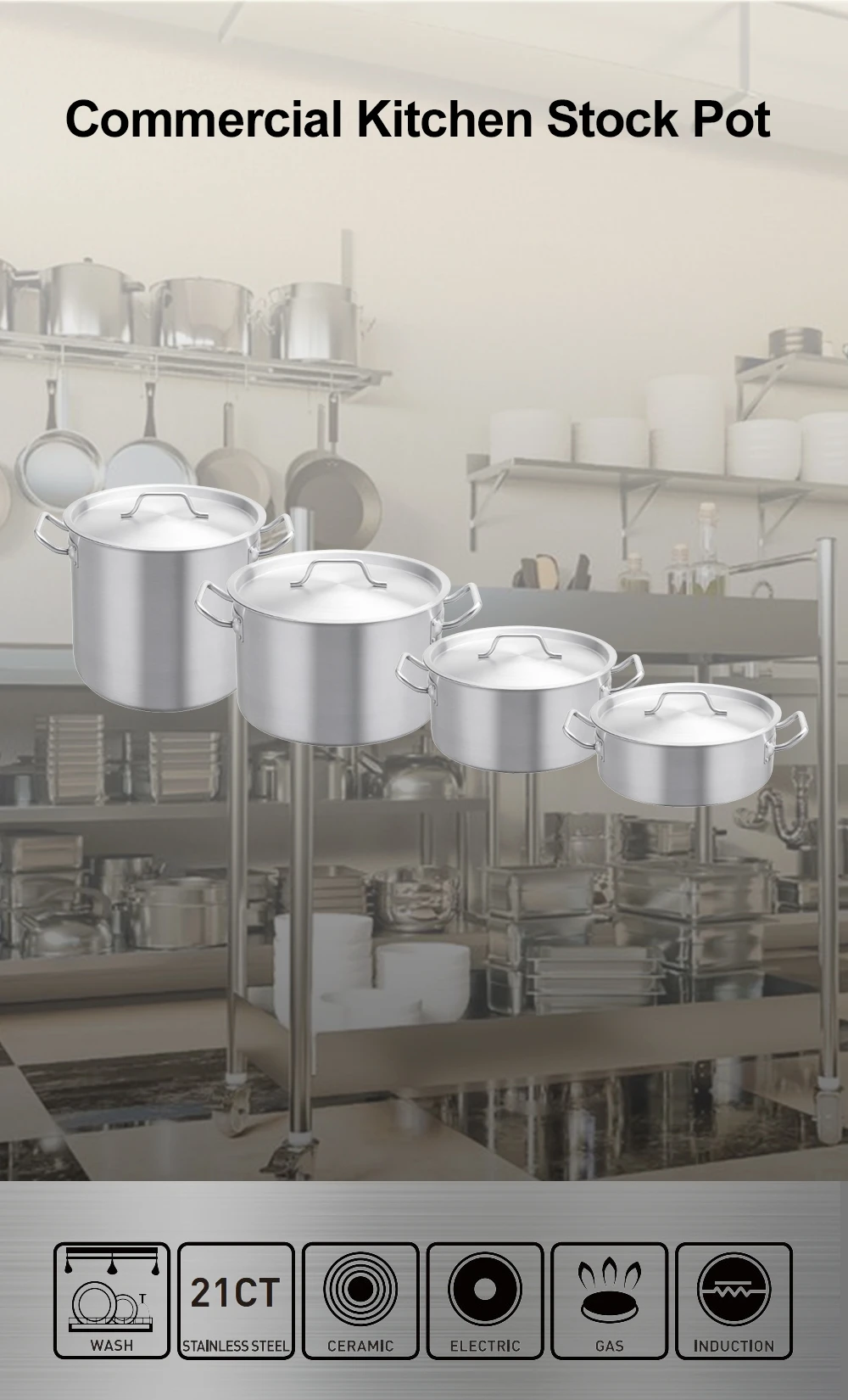 Hot Selling Stainless Steel Cooking Pot - 3.3L Soup Stock Pot