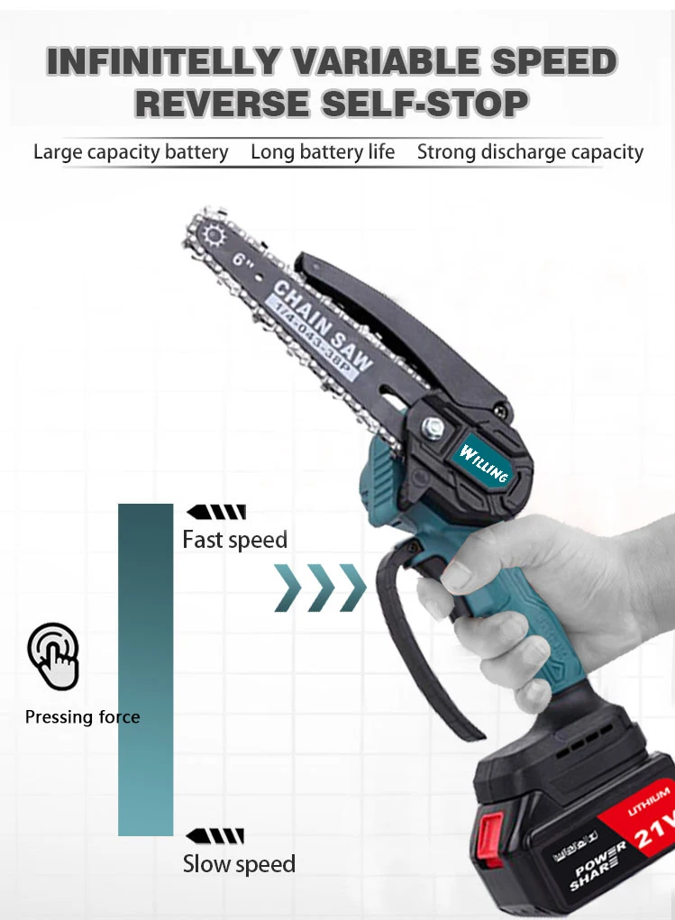 4 Inch 6 Inch 21v Brushless Portable Chain Saw Mini Cordless Chainsaw ...