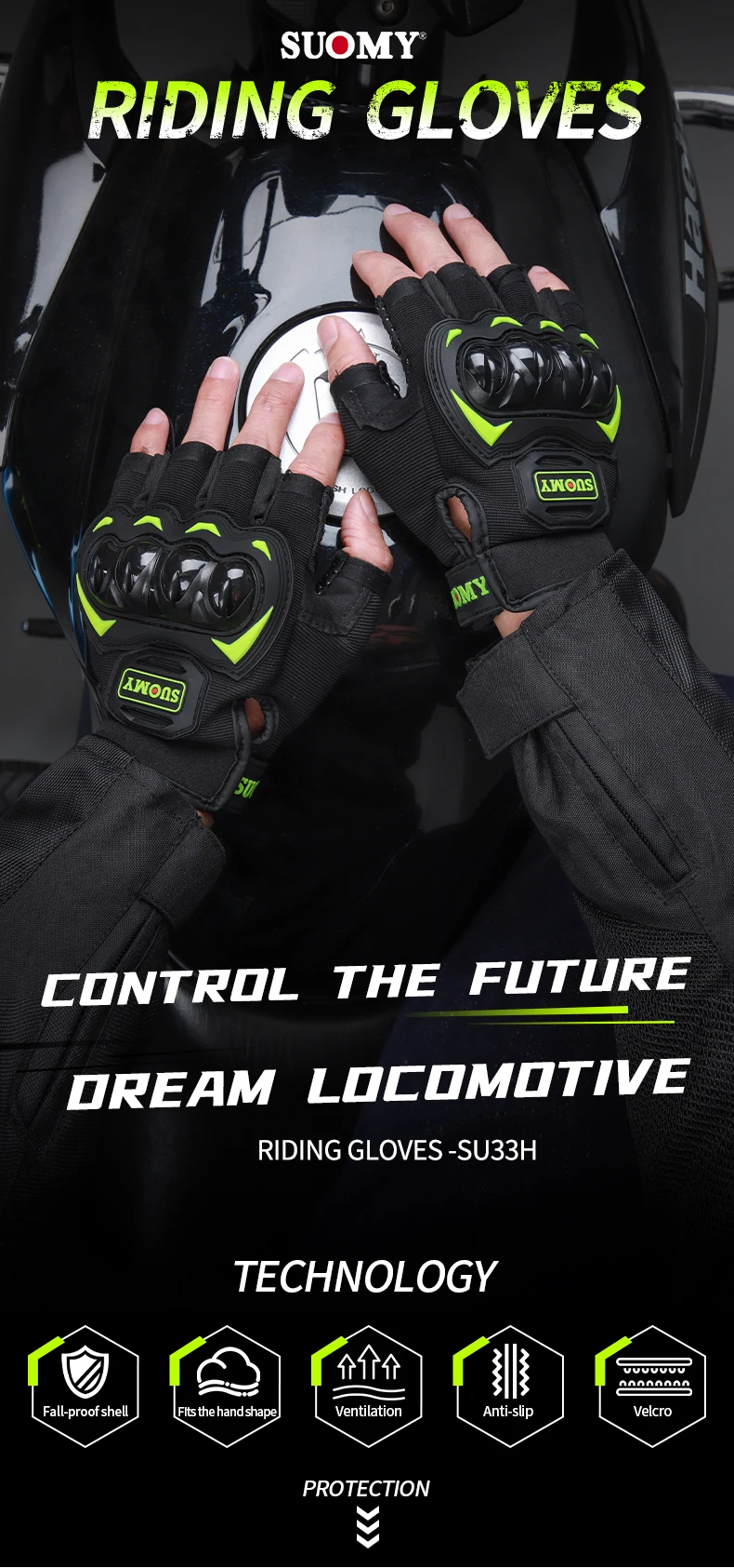 Suomy New Half Finger Gloves Summer Breathable Wearable Riding Gloves ...