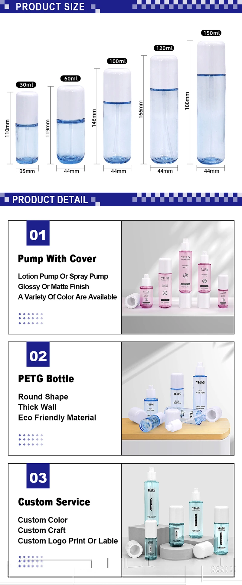 Petg Plastic Bottle for Lotion Multi-Capacity Petg Empty Spray Bottle With Pump Cosmetic Lotion ...