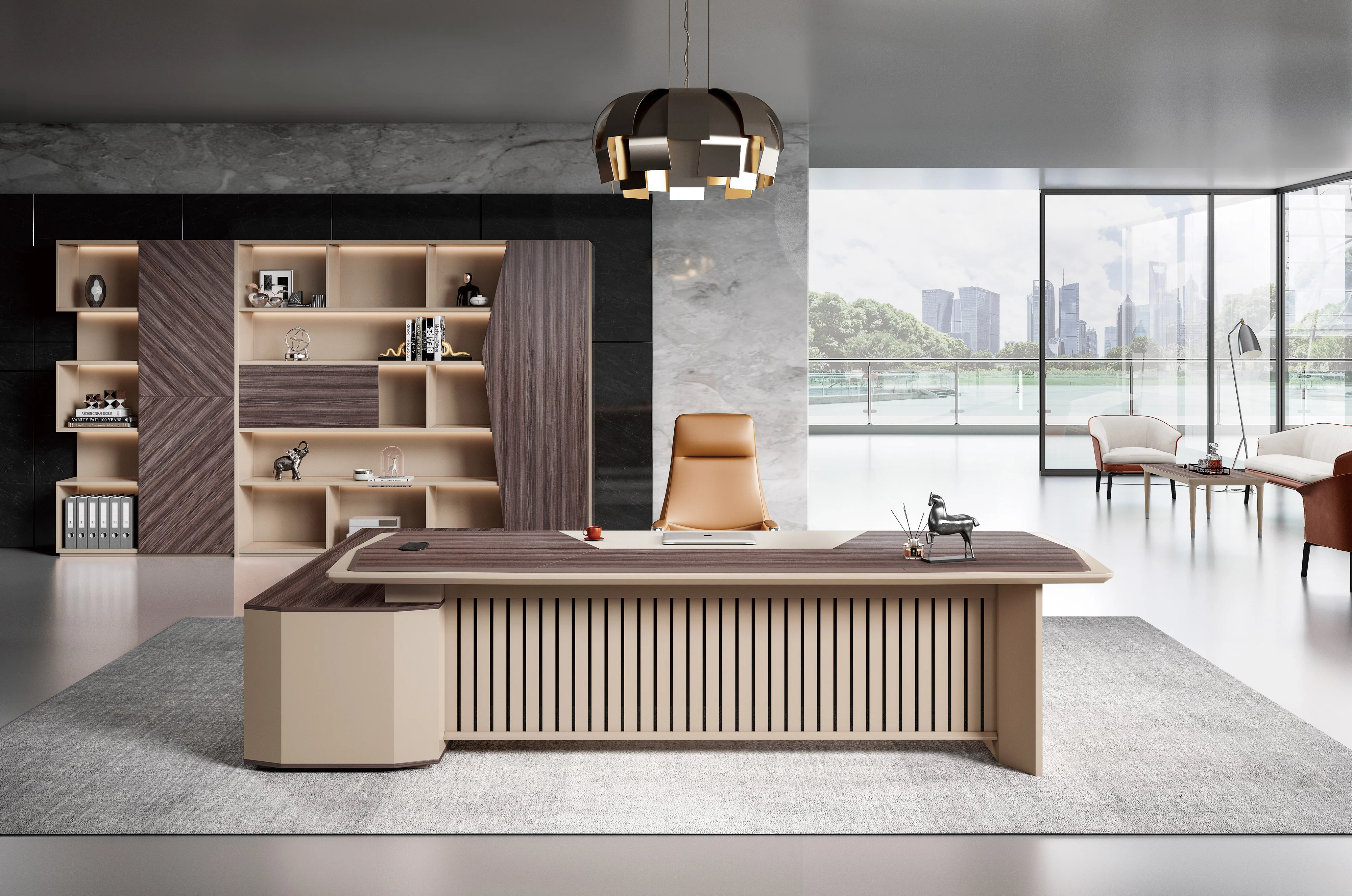 Luxury Curved Principal Organizer Executive Panel Office Desk