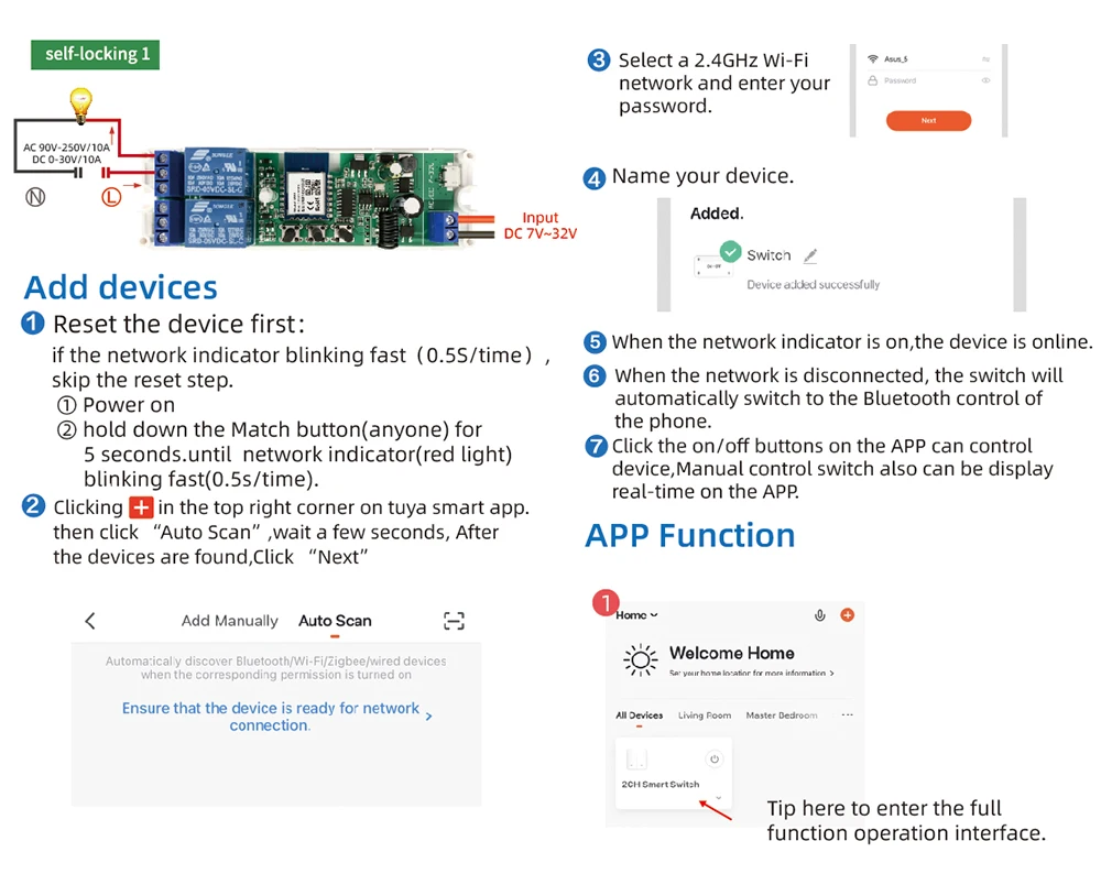 Tuya 2ch Wifi Relay Module Rf 433mhz Smart Home Switch 7-32v Smart ...