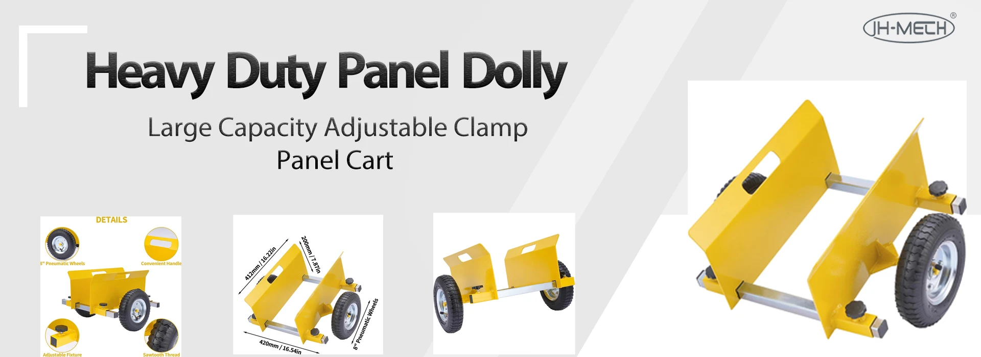 JH-Mech Panel Dolly Cart Board Plywood Pusher Durability 300 Pounds ...