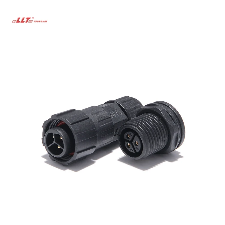 M16 female front panel mount electrical cable 3 pin led connector ...