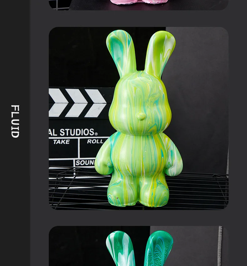 Resin Craft White Embryos Fluid Rabbit Saving Pot Fluid Art DIY Paint ...