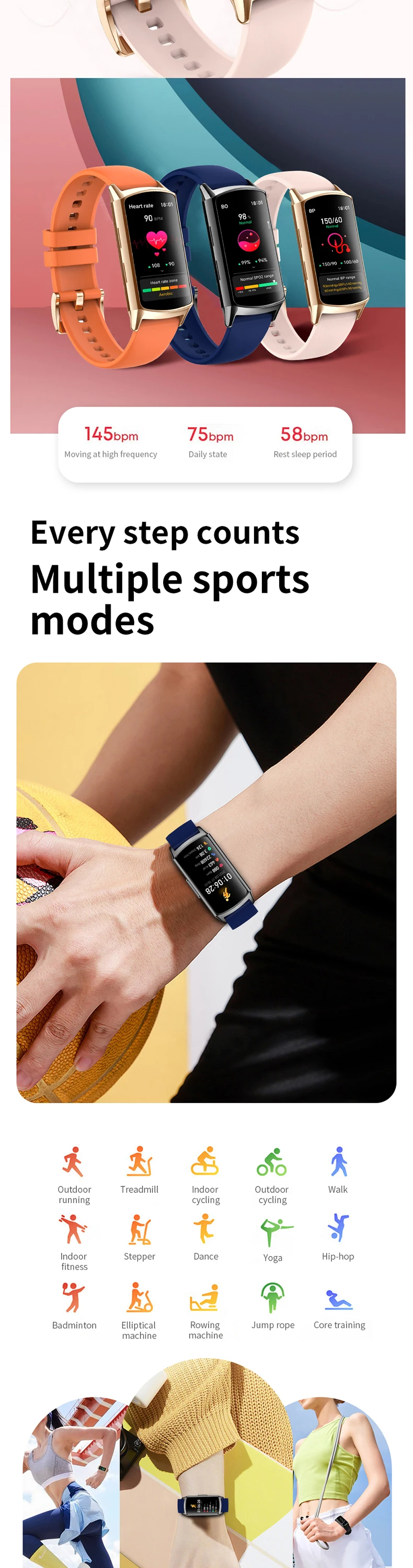 1.58 Inch Amoled Smartwatch Bracelet For Women Men Heart Rate Blood ...