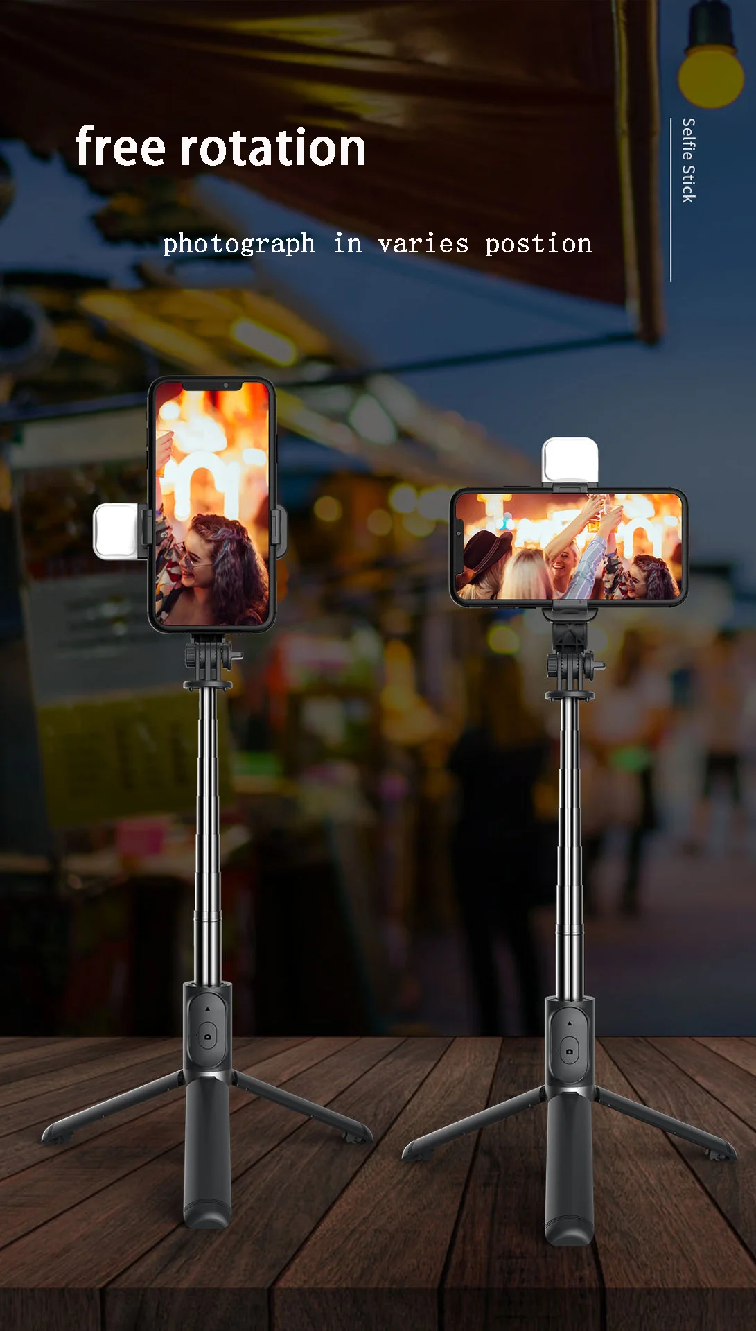 Fill Light Ble Tripod Selfie Stick Universal Mobile Broadcast Stand ...
