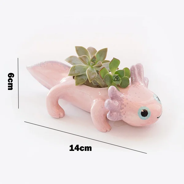 Custom Ceramic Axolotl Planter Cute Animal Garden Small Ambystoma ...