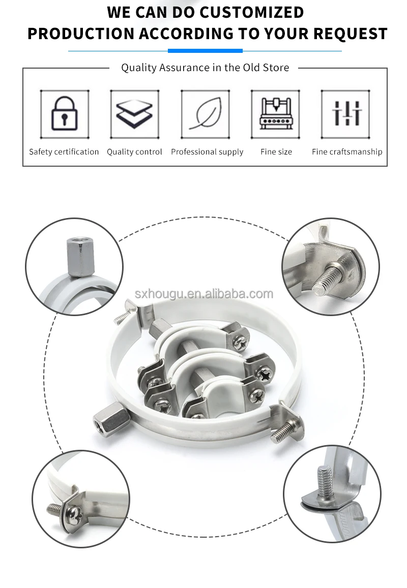 Galvanized Steel Two Screw Pipe Clamp With Epdm Rubber Lined Pipe Clamp ...