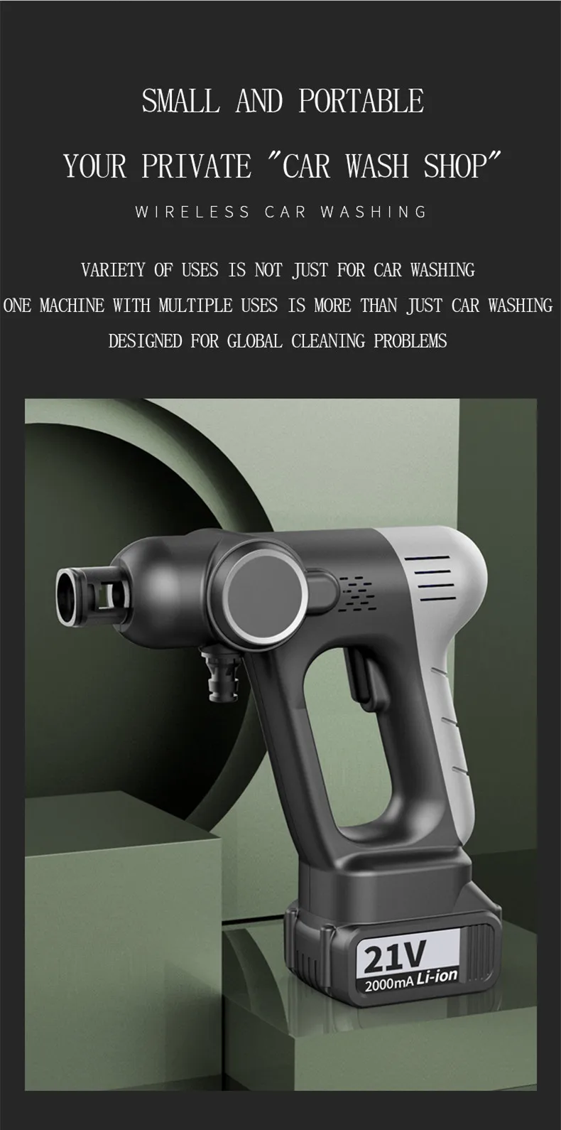 Mini Lithium Battery Car Washing Machine Portable Cordless Wireless Car ...