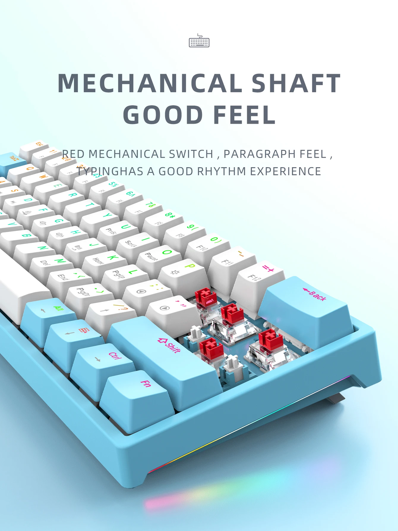 61 Keys Mechanical Keyboard with RGB Backlight - Gaming