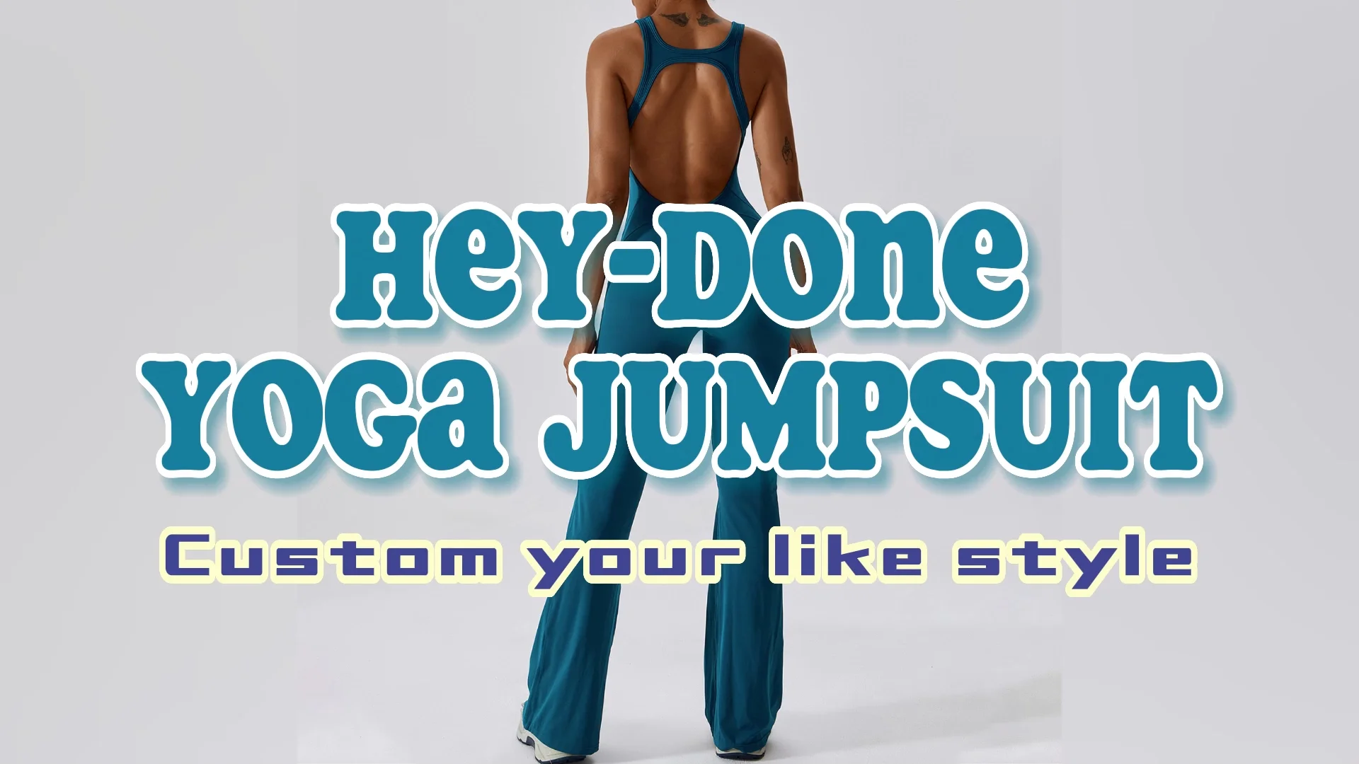 Heydone High Quality Elastin Backless Workout Romper Quick Dry Flare ...