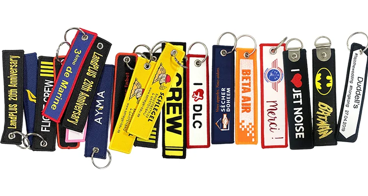 Custom Logo Design Key Tag Flight Embroidery Keychain Fabric Jet Tag ...