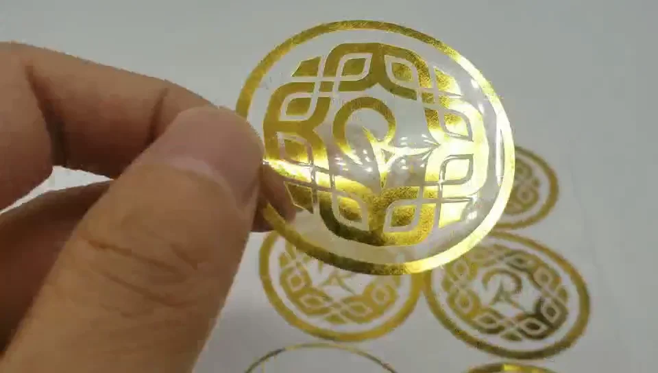 Custom Logo Gold Stamping Pvc Sticker Transparent Labels Clear Gold ...