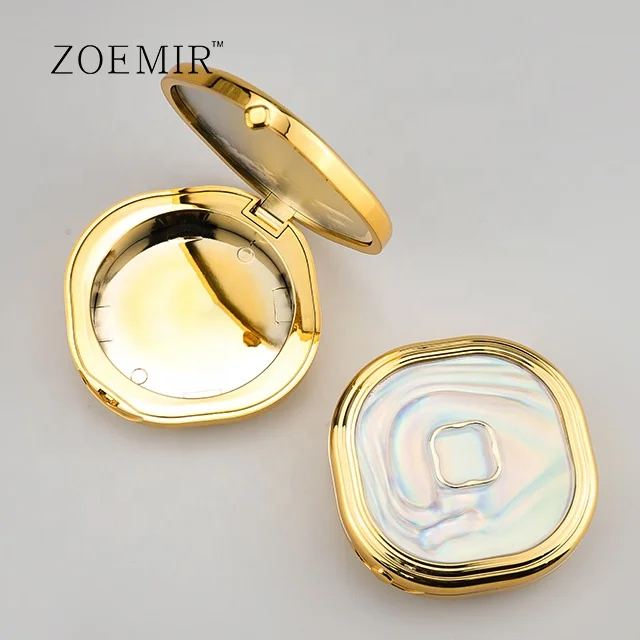 Gold Metal Powder Case Empty Blush Packaging Highlighter Makeup Palette ...